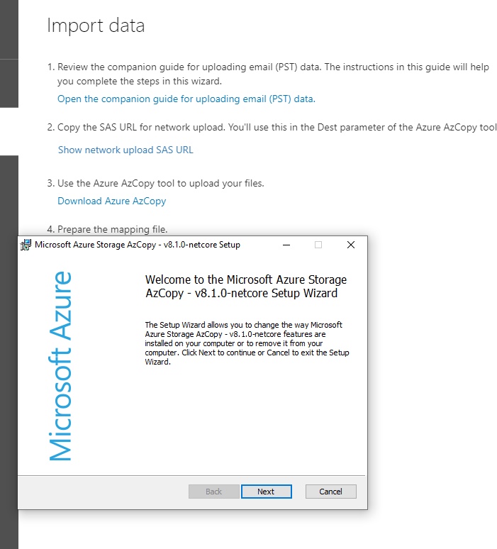 are there two versions of azcopy.exe or can I use either to upload PSTs for import into MS365 ...