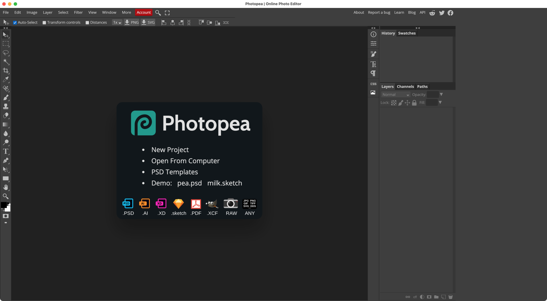 Interface does not use full width of display · Issue #3409 · photopea ...