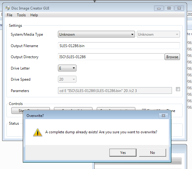 Wrong error message when system/type is unknown, but "start dump" is clicked · Issue #145 ...