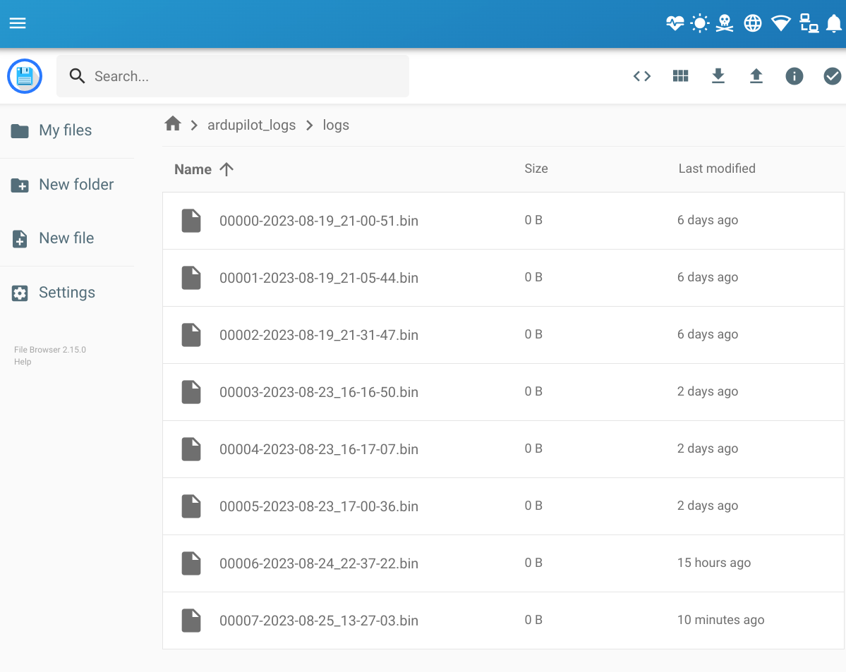 bug: empty files in files/ardupilot_logs/logs · Issue #2041 · bluerobotics/BlueOS · GitHub