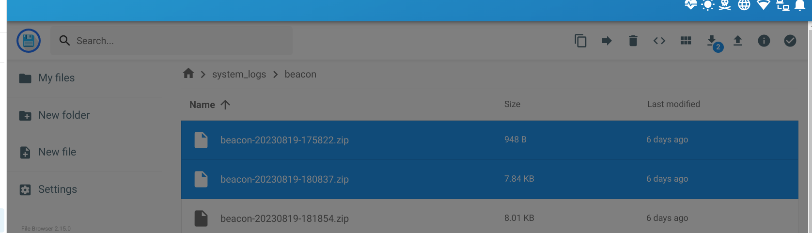 bug: file browser: after "Download files" popup closes, the main browser pane is still ...