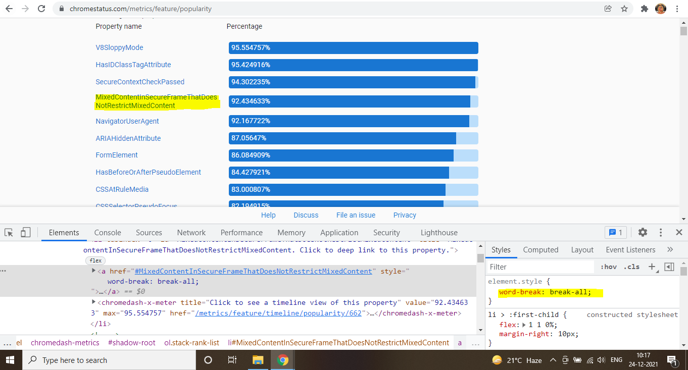 CSS ISSUE : larger Property names not breaking up and sliding into ...