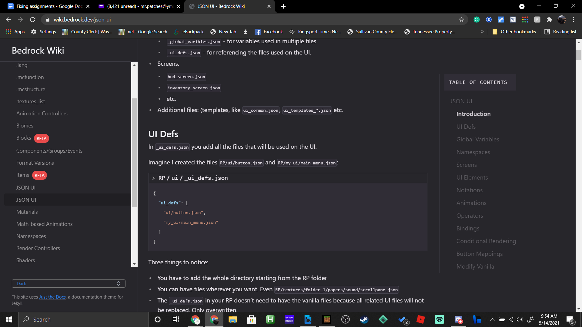 Two Docs On Json Ui · Issue 400 · Bedrock Oss Bedrock Wiki Legacy · Github