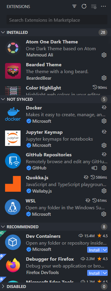 [Feature] Sort extensions by sync status · Issue #166199 · microsoft/vscode · GitHub