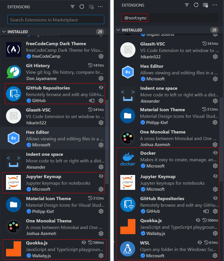 [Feature] Sort extensions by sync status · Issue #166199 · microsoft/vscode · GitHub