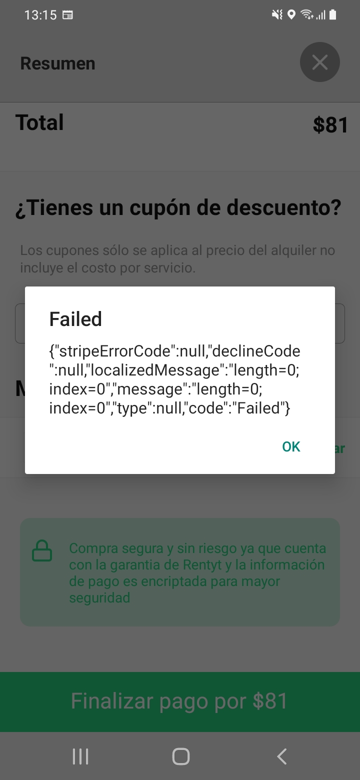 Getting length=0; index=0 as an error from presentGooglePay · Issue ...