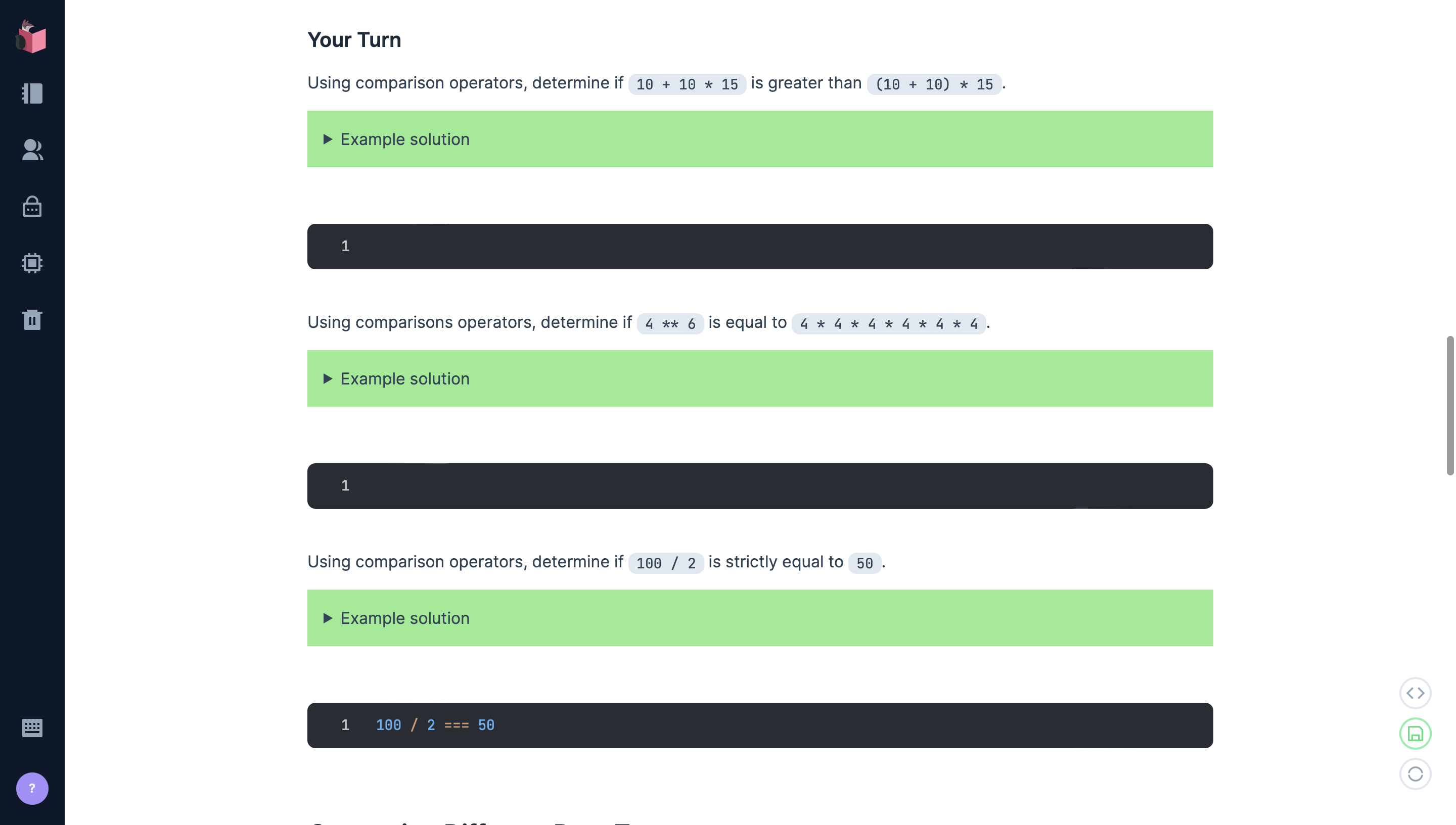 Solution in the "Comparison Operators" exercise · Issue #496 · DockYard-Academy/curriculum · GitHub