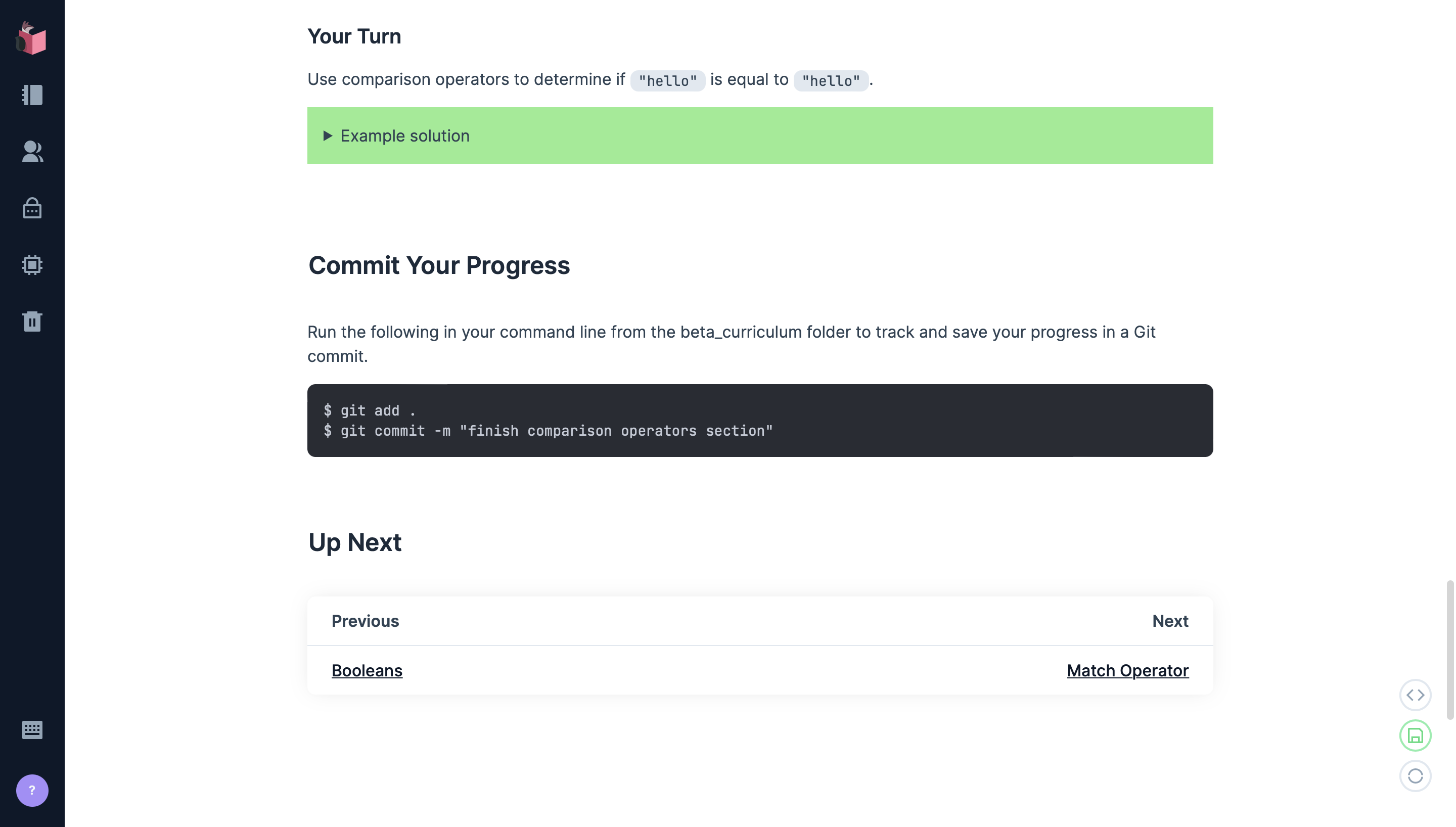 Solution in the "Comparison Operators" exercise · Issue #496 · DockYard-Academy/curriculum · GitHub