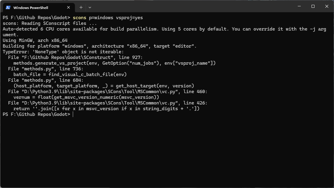 Type Error was thrown when using vsproj=yes tag with VS 2022 Preview · Issue #75671 ...
