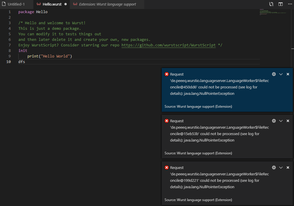 Language Server Error · Issue 834 · Wurstscript Wurstscript · Github