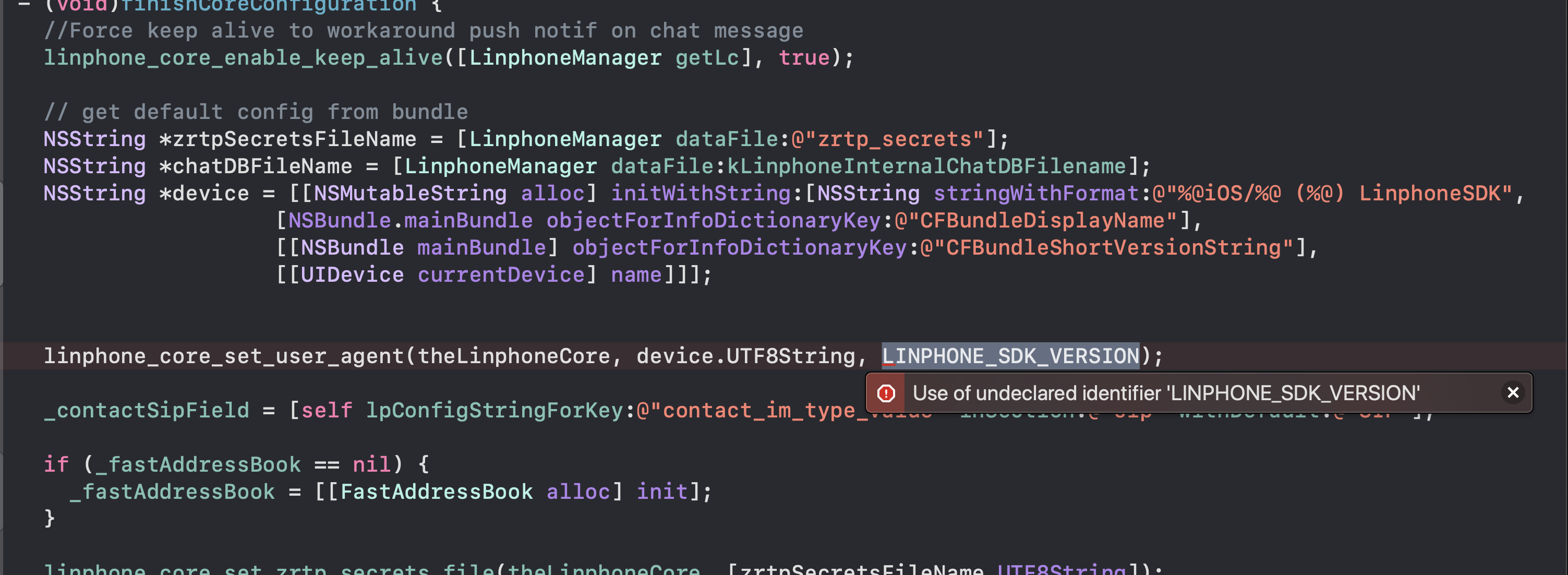 Use of undeclared identifier 'LINPHONE_SDK_VERSION · Issue #660 · BelledonneCommunications ...