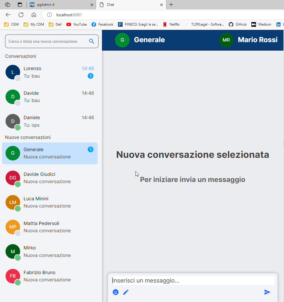 In assenza di messaggi nella room `Generale`, la room compare tra le nuove conversazioni · Issue ...