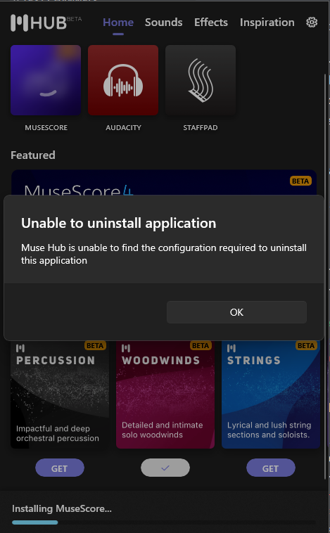 [Muse Hub Issue] Muse Hub is unable to uninstall MuseScore 4 when updating. · Issue #13977 ...