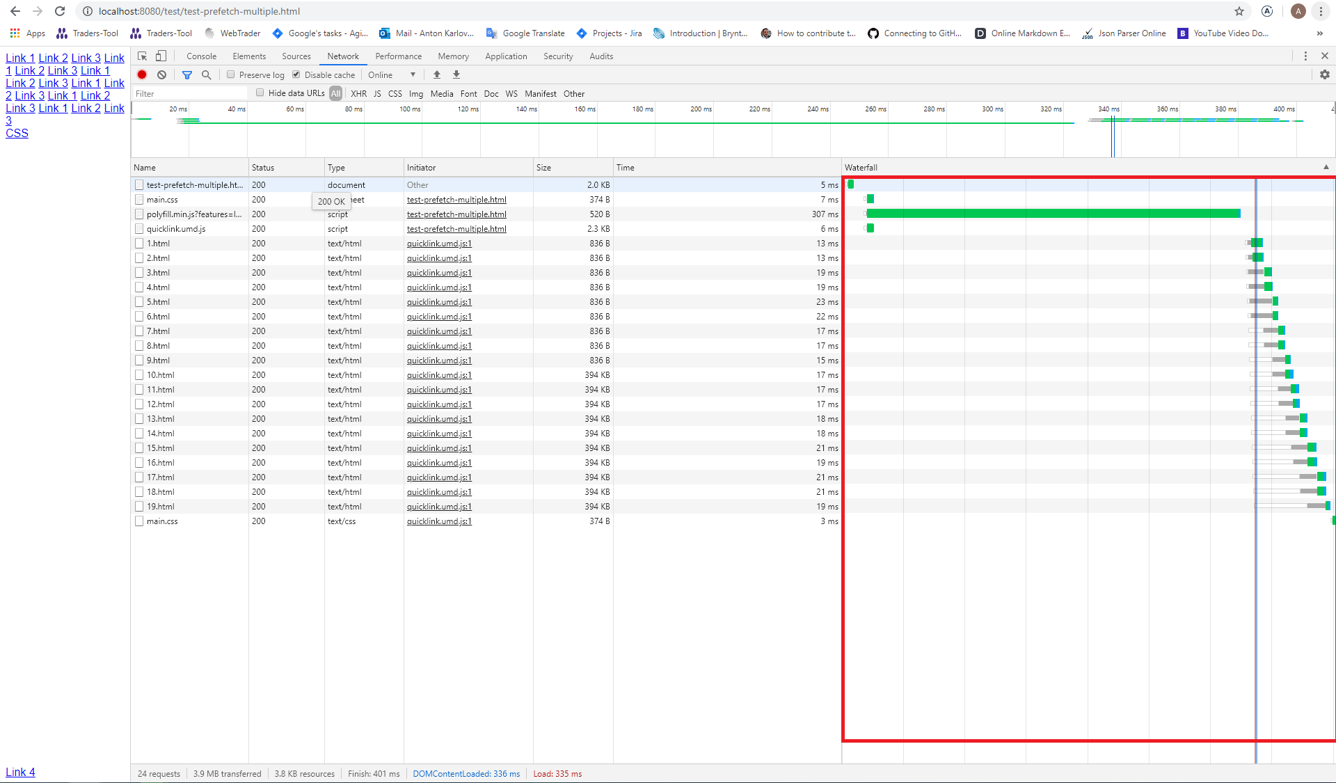 when using window.fetch, even the prefetch Promise is resolved, the resource may still be ...