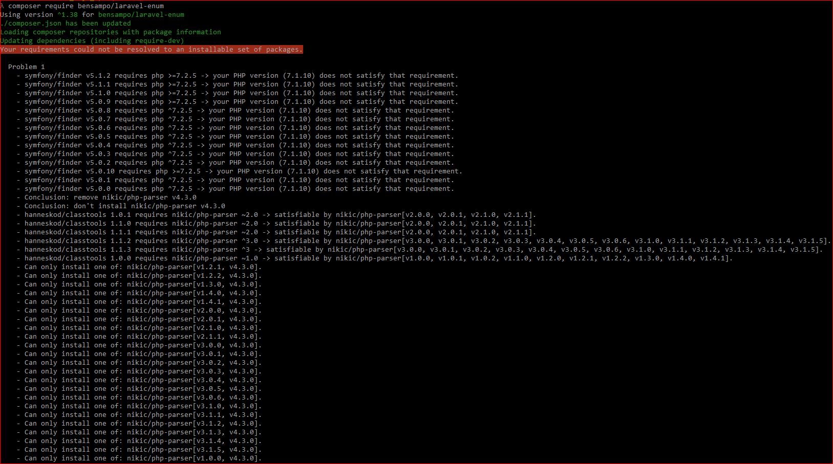 Laravel 5.5 (php 7.1) instalation issue · Issue #149 · BenSampo/laravel-enum · GitHub