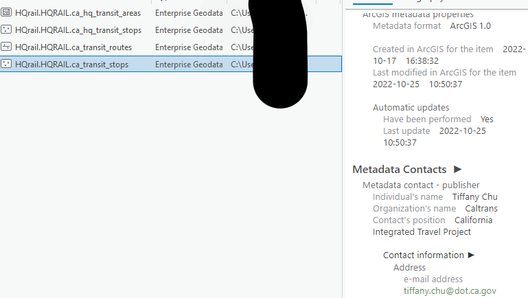 Bug: ArcGIS Pro enterprise gdb metadata...showing default template values · Issue #508 · cal-itp ...