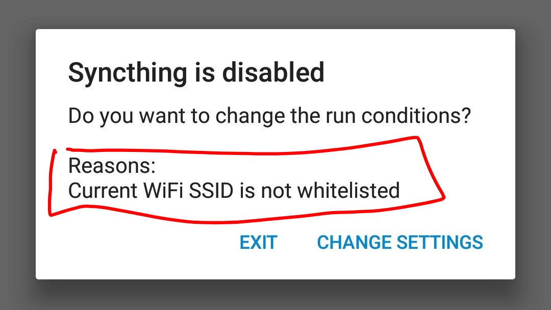 whitelisted ssid not whitelisted · Issue #1304 · syncthing/syncthing-android · GitHub
