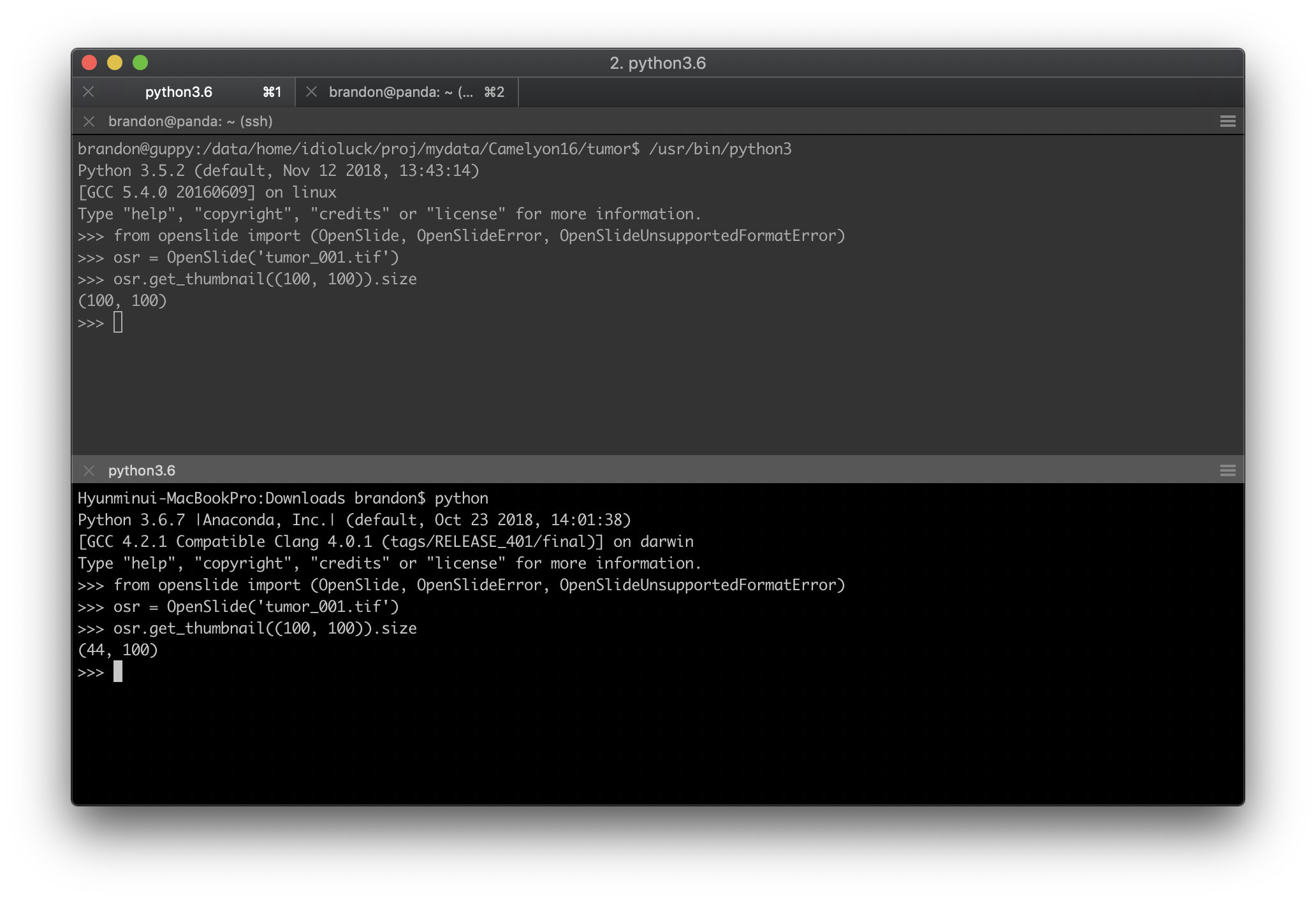 Problem of different downsampling ratio in open TIFF when using python3-openslide on Mac and ...