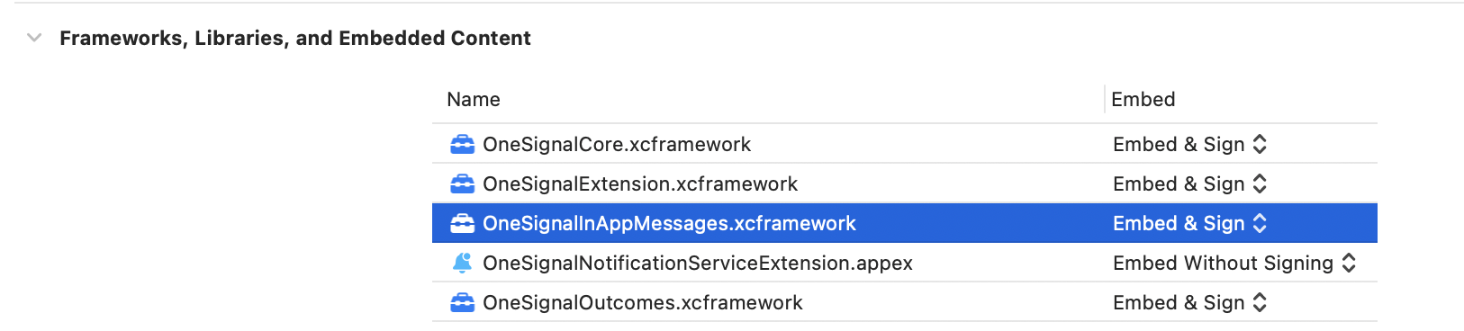 dyld[7510]: Library not loaded: @rpath/OneSignalInAppMessages.framework/OneSignalInAppMessages ...
