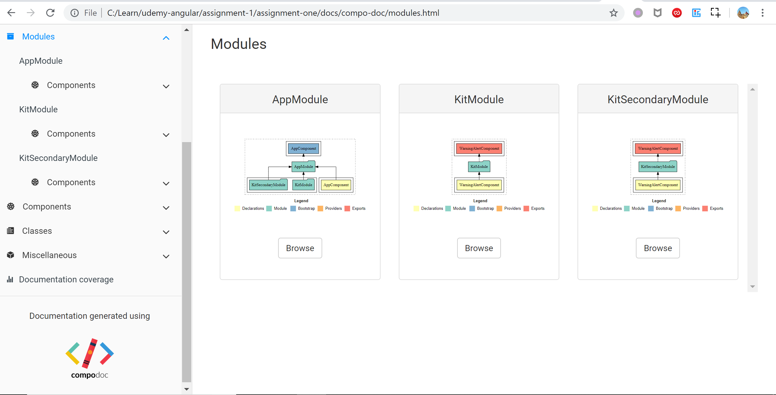 [BUG] Generated documentation is wrong when different Angular modules have same variable name ...