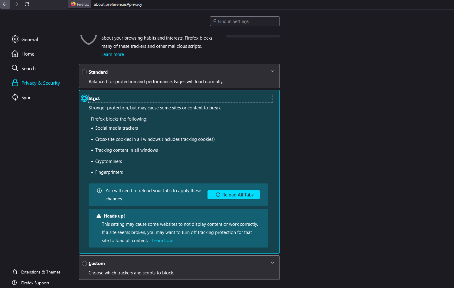 Add Setting Option To Disable Warnings · Issue 1910 · Dhoweadnauseam 