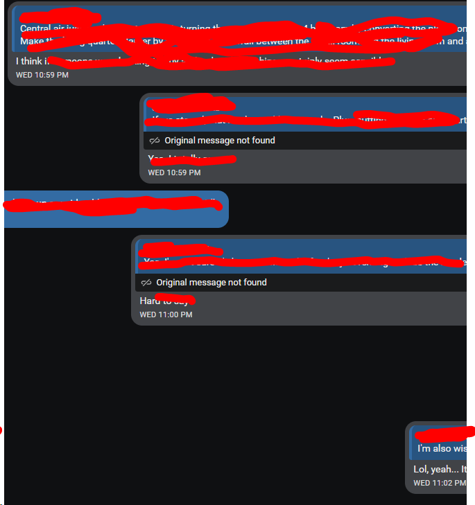 original message not found but it shows correct original message ...