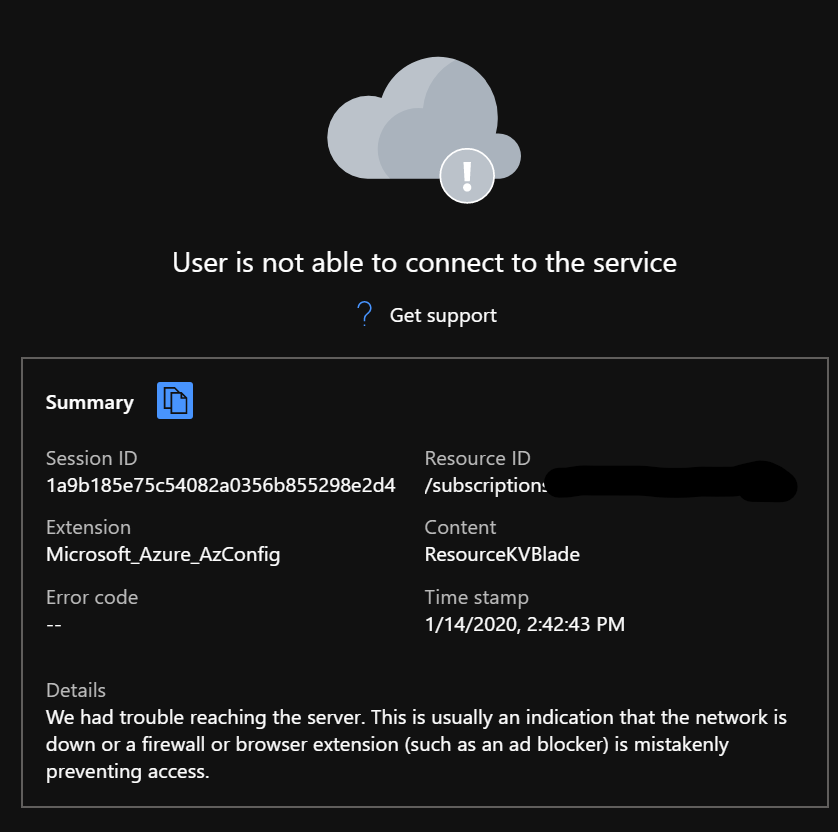 Portal: Exception when accessing "Configuration manager", "Feature explorer" and "Compare" menu ...