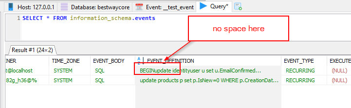 Creating event with BEGIN END fails · Issue #613 · HeidiSQL/HeidiSQL ...