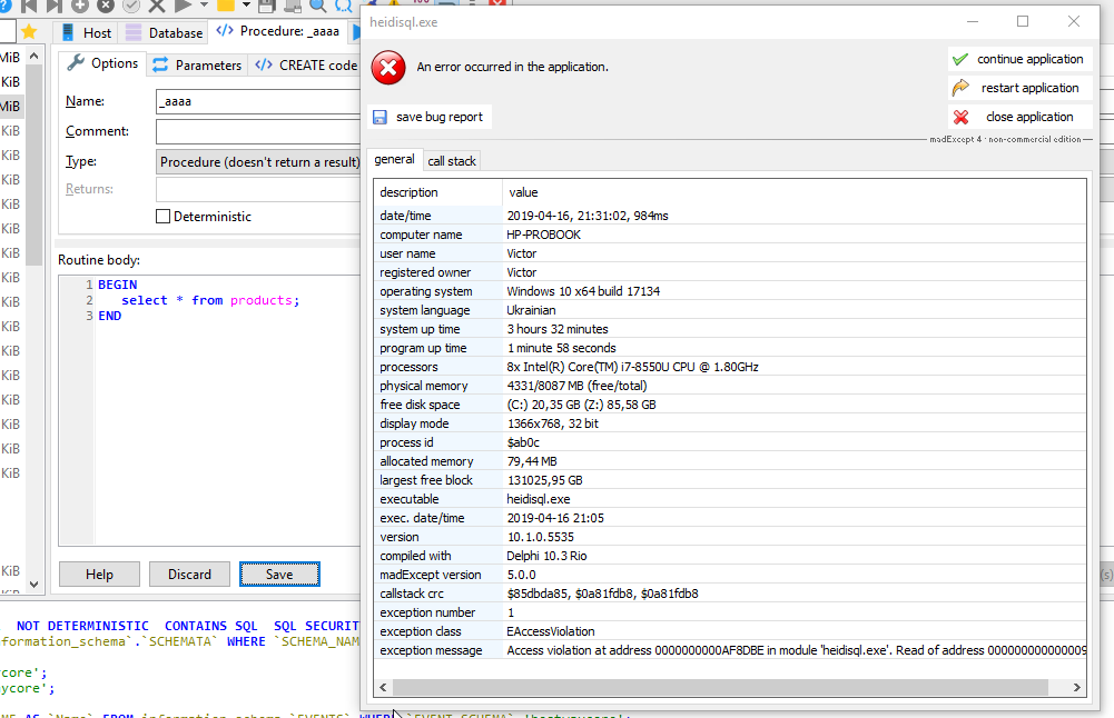 Double-click on Save button: crash in TfrmRoutineEditor.ApplyModifications · Issue #616 ...