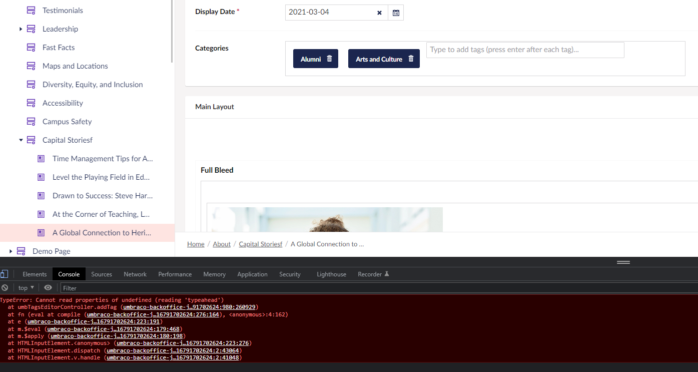 Umbraco Tags property does not suggest matches for tags within a tag ...