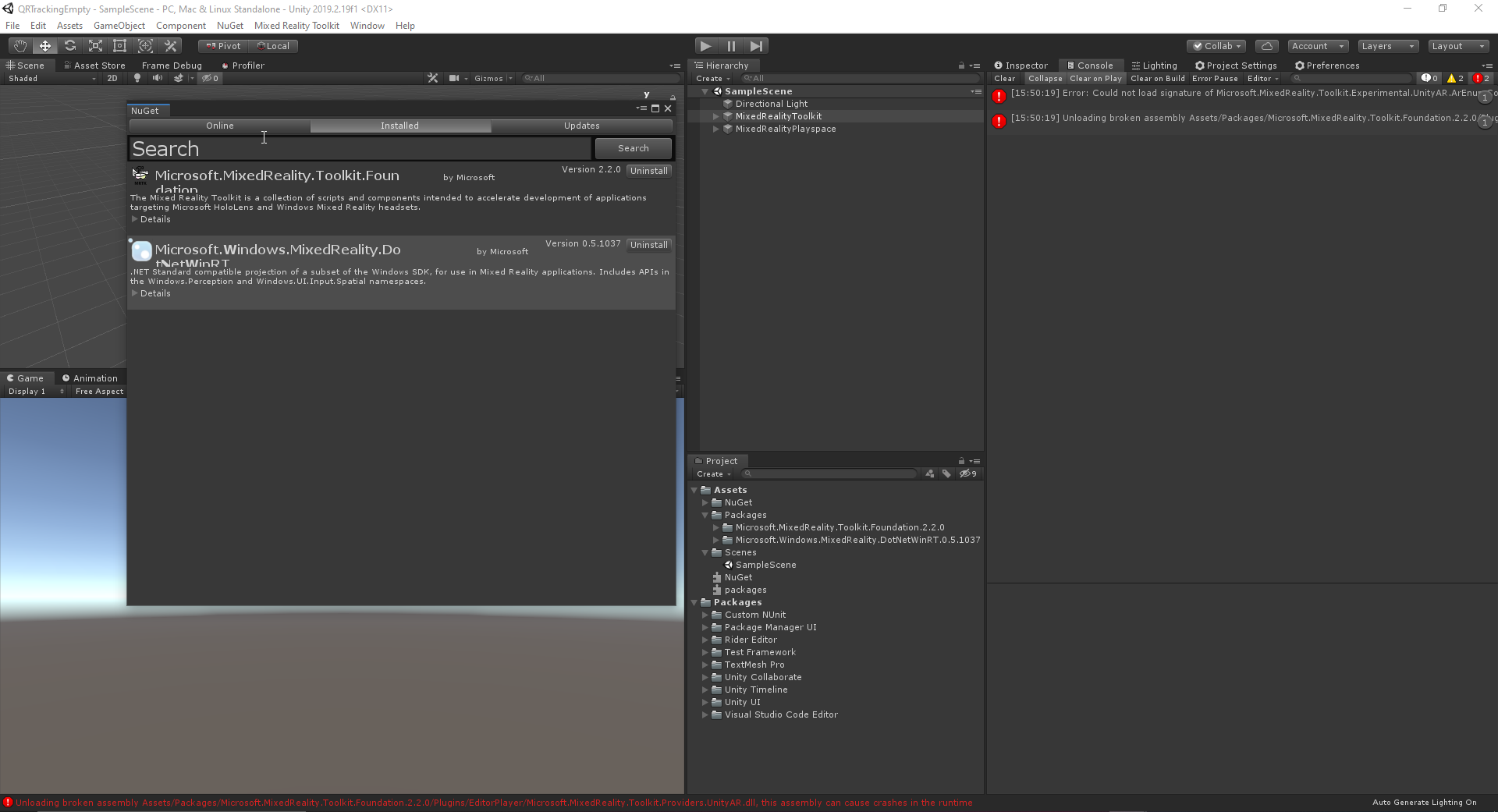 Using Nuget To Get Mrtk 220 Dosnt Work With Unity 20192 · Issue 7303 · Microsoft