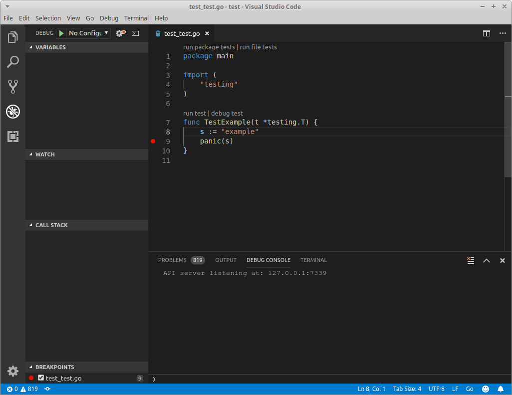 Debugger local variables frozen after Go panic · Issue #72426 · microsoft/vscode · GitHub