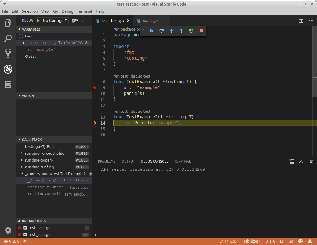 Debugger local variables frozen after Go panic · Issue #2444 · microsoft/vscode-go · GitHub