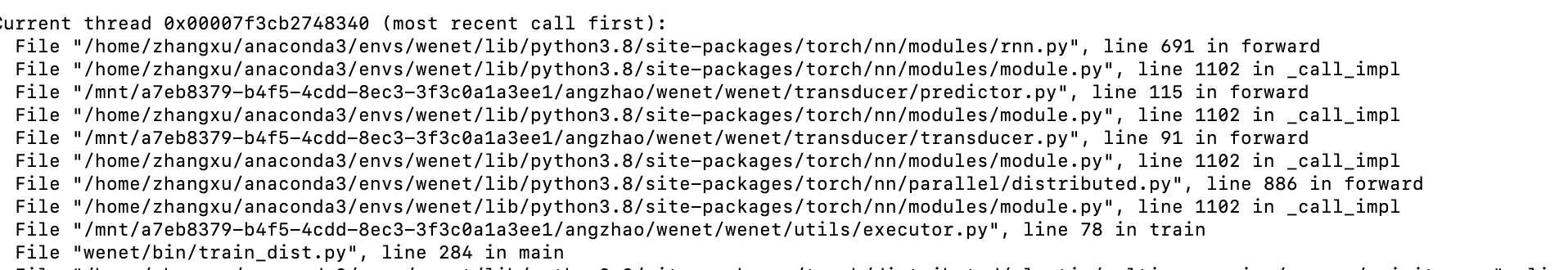 conformer_rnnt多卡训练异常 · Issue #1467 · wenet-e2e/wenet · GitHub
