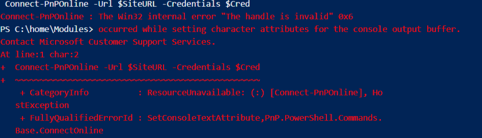 [BUG] Unable to execute connect-pnponline command using azure kudu powershell tool or azure ...