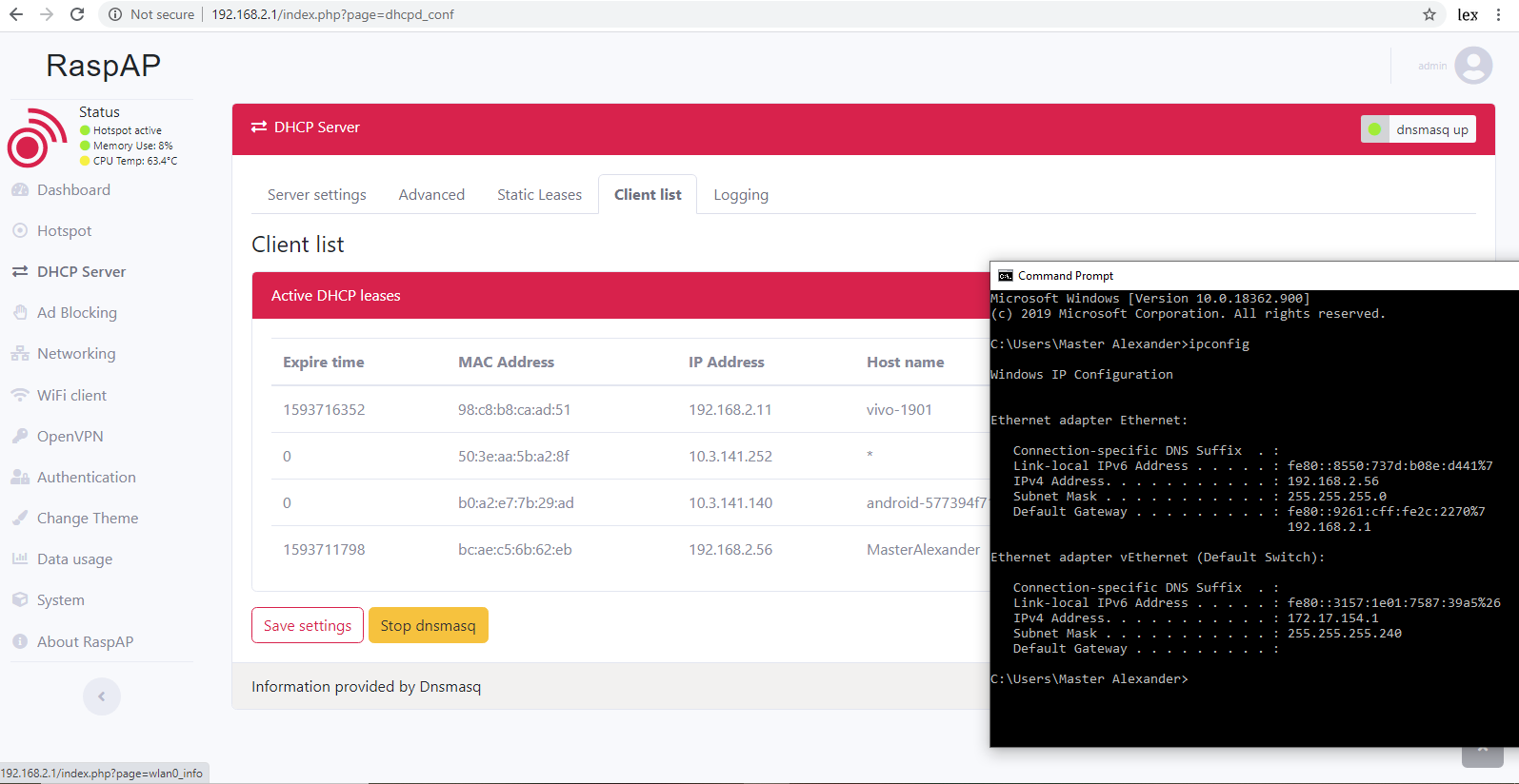 Sharing my configurations Wifi Hotspot to eth1 · Issue #625 · RaspAP/raspap-webgui · GitHub