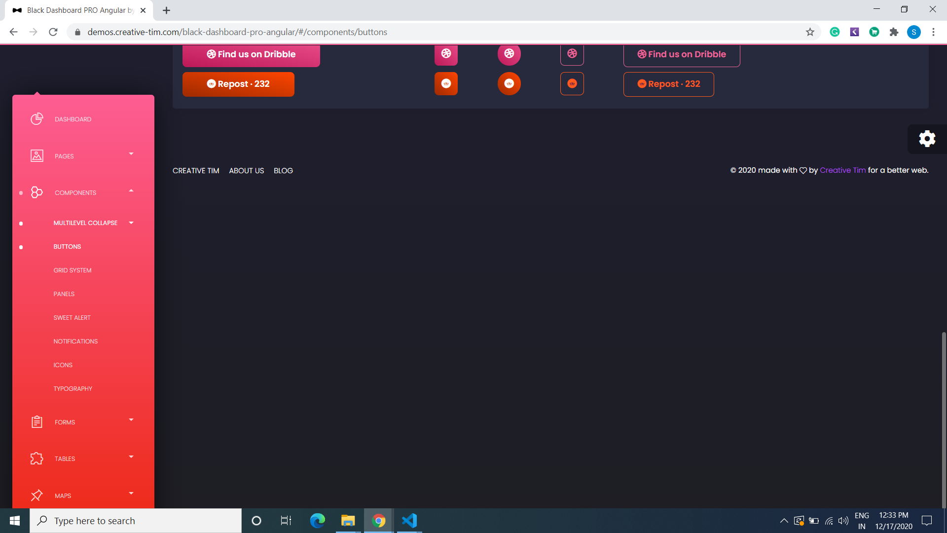 Footer gets overscroll on page navigation · Issue #14 · creativetimofficial/ct-black-dashboard ...