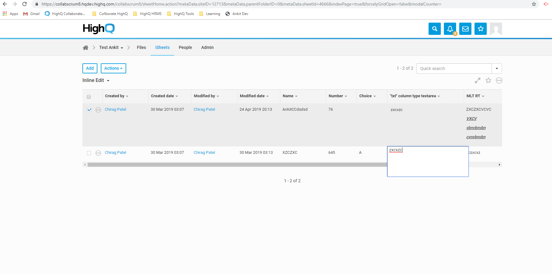 "Textarea" column(specifically 'txt' column type) in Inline editing ...