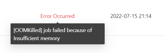 Encounter a vague error message. Asking for detailed log ...
