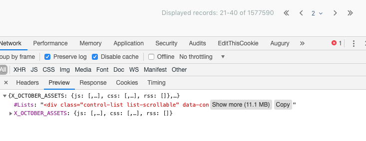 pagination heavy loading for +1million rows · Issue #4403 · octobercms/october · GitHub