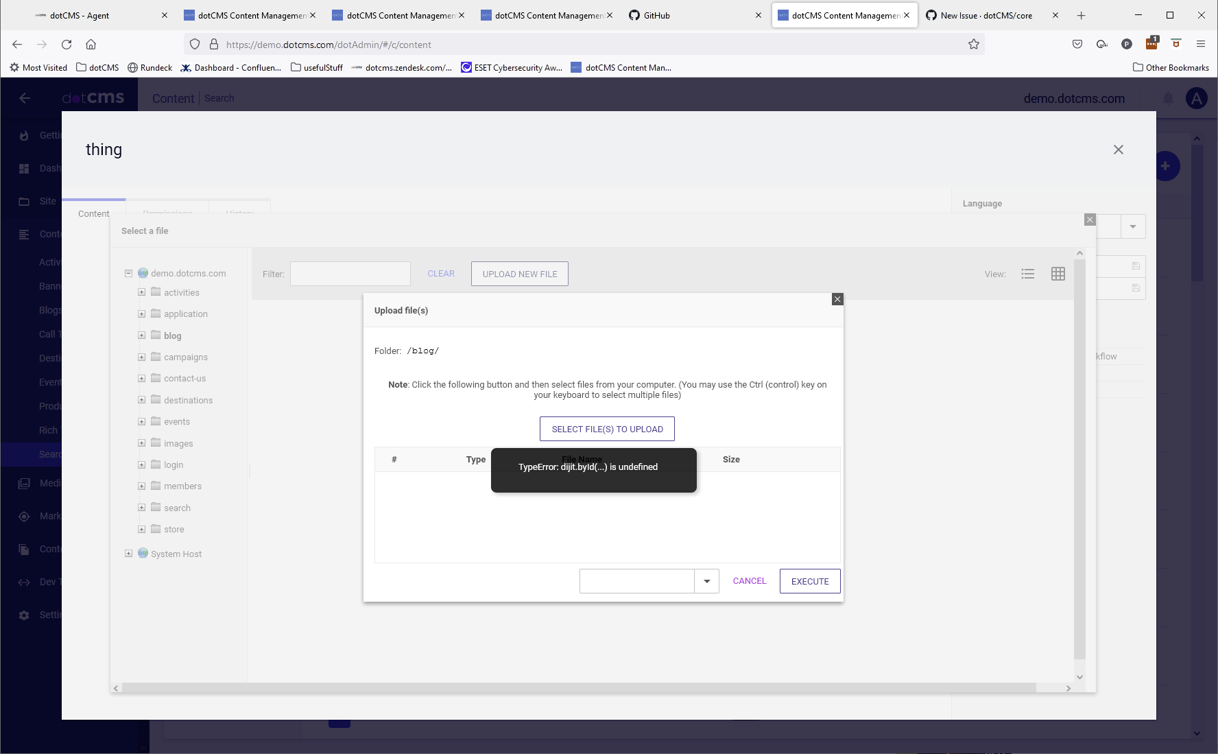 UI: Type Error displays when uploading files via image fields · Issue #21715 · dotCMS/core · GitHub
