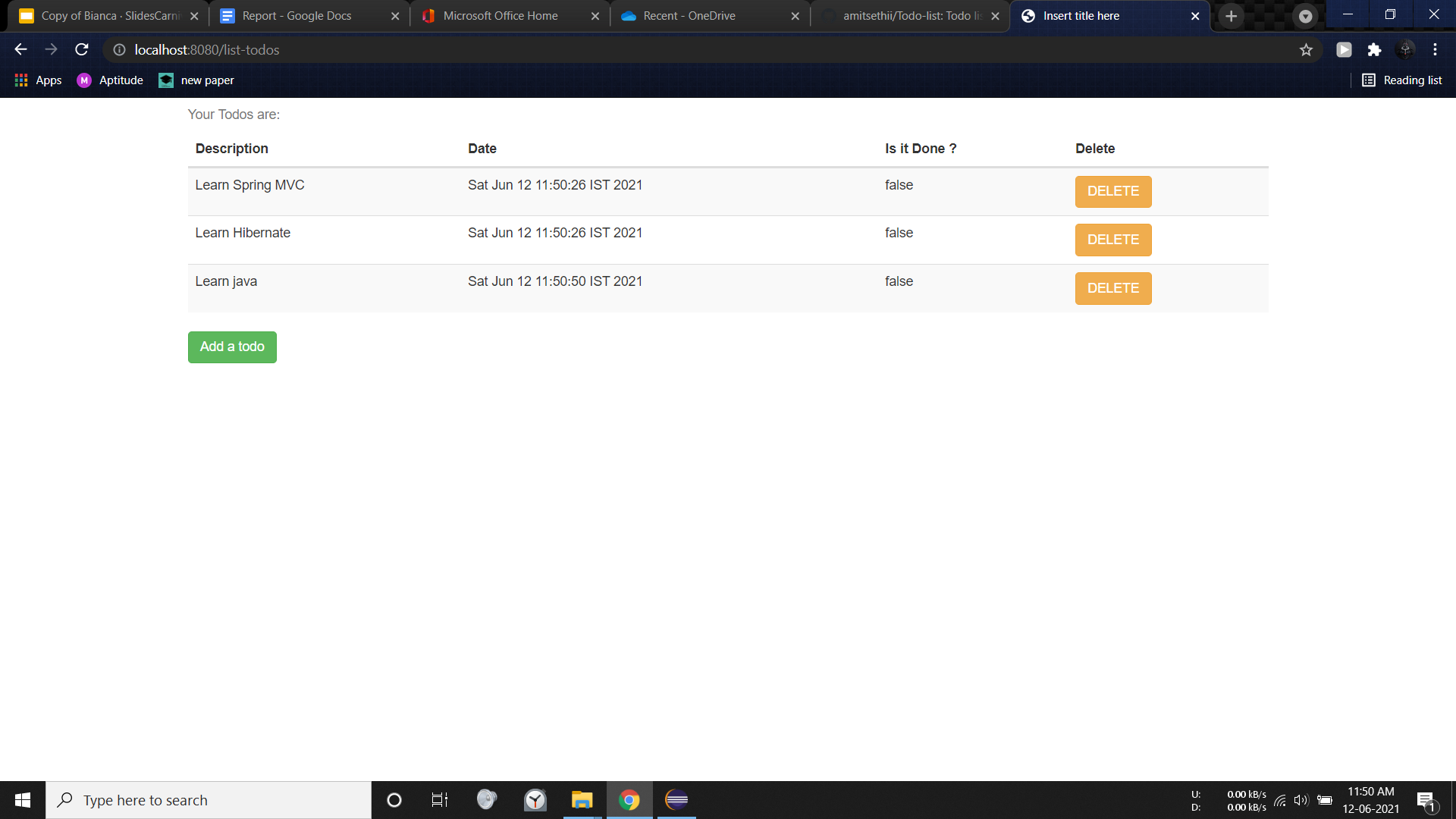 Github Amitsethiitodo List Todo List App Made Using Spring Boot Mvc Jsp Jstx Bootstrap