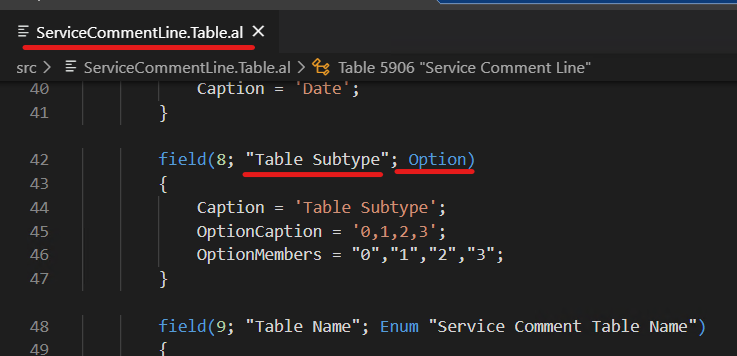 Table 5906 Service Comment Line field Table Subtype · Issue #10354 · microsoft/ALAppExtensions ...