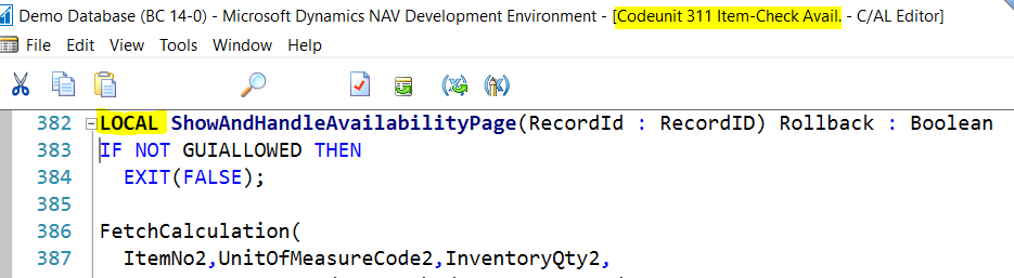 Codeunit 311 Item-Check Avail. Functions ShowAndHandleAvailabilityPage and ShowWarning · Issue ...