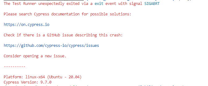 The Test Runner Unexpectedly Exited Via A Exit Event With Signal Sigabrt · Issue 25180 1068