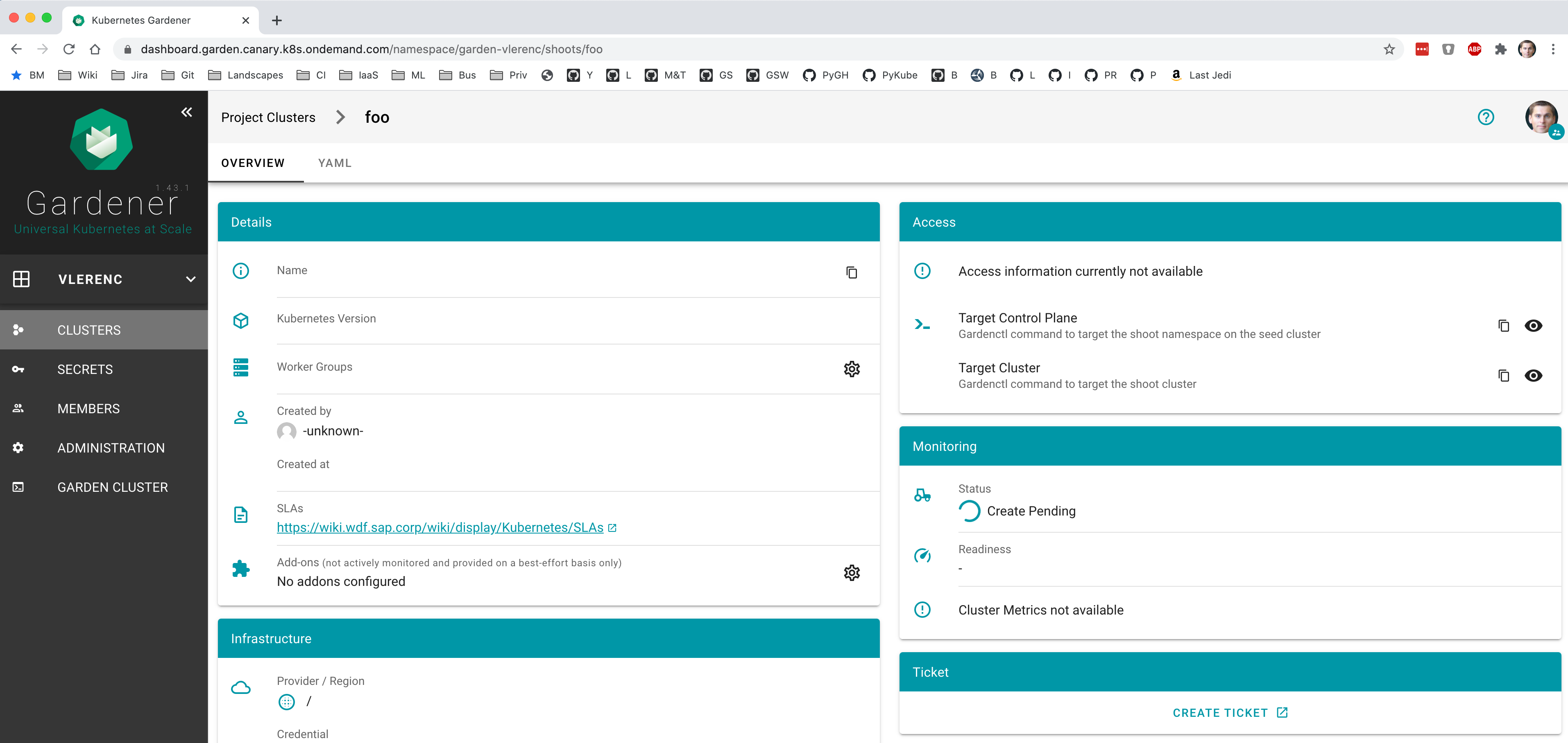 Non-existent cluster is shown as creation pending · Issue #741 · gardener/dashboard · GitHub