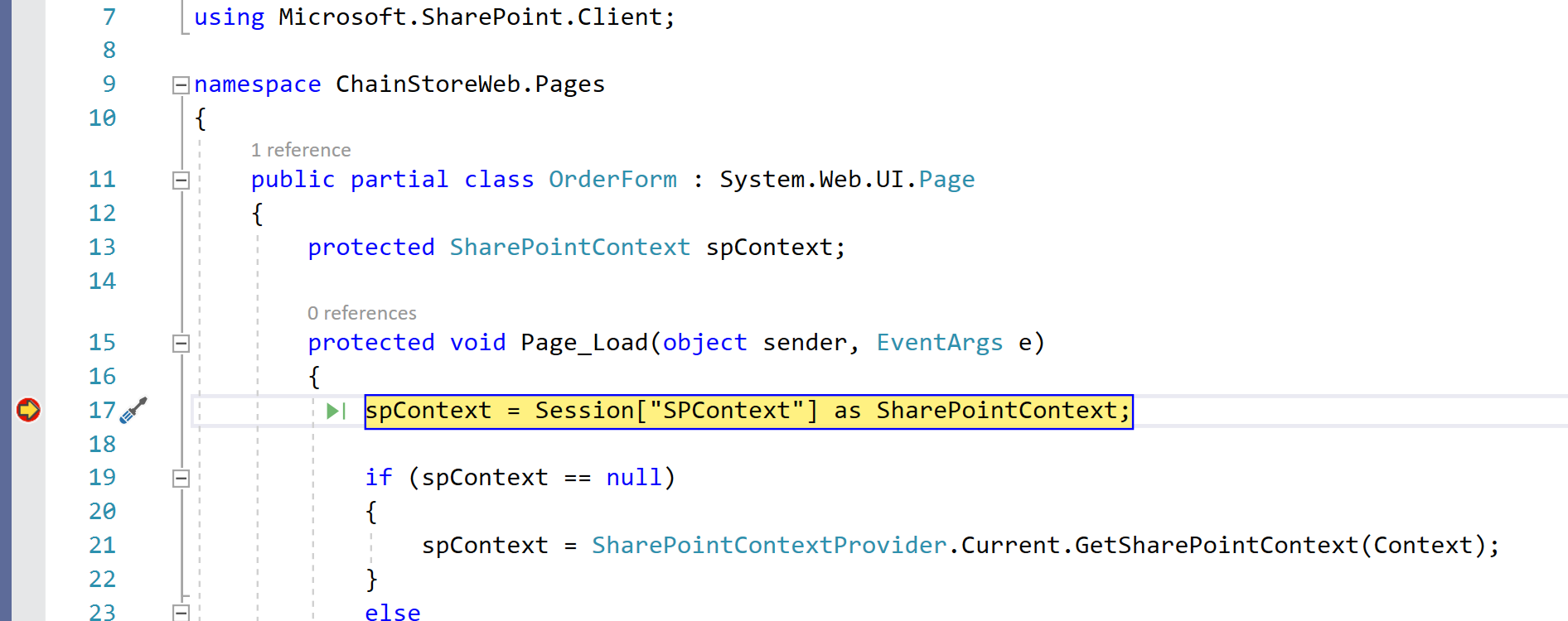 spContext was null System.NullReferenceException and "Object reference not set to an instance of ...