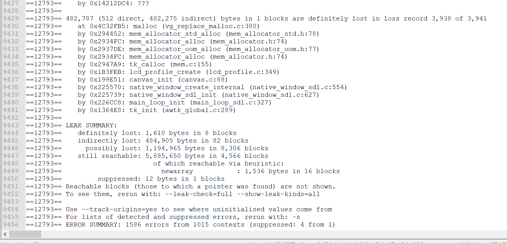 我用Valgrind 检测了下，发现有内存泄露问题 · Issue #616 · zlgopen/awtk · GitHub