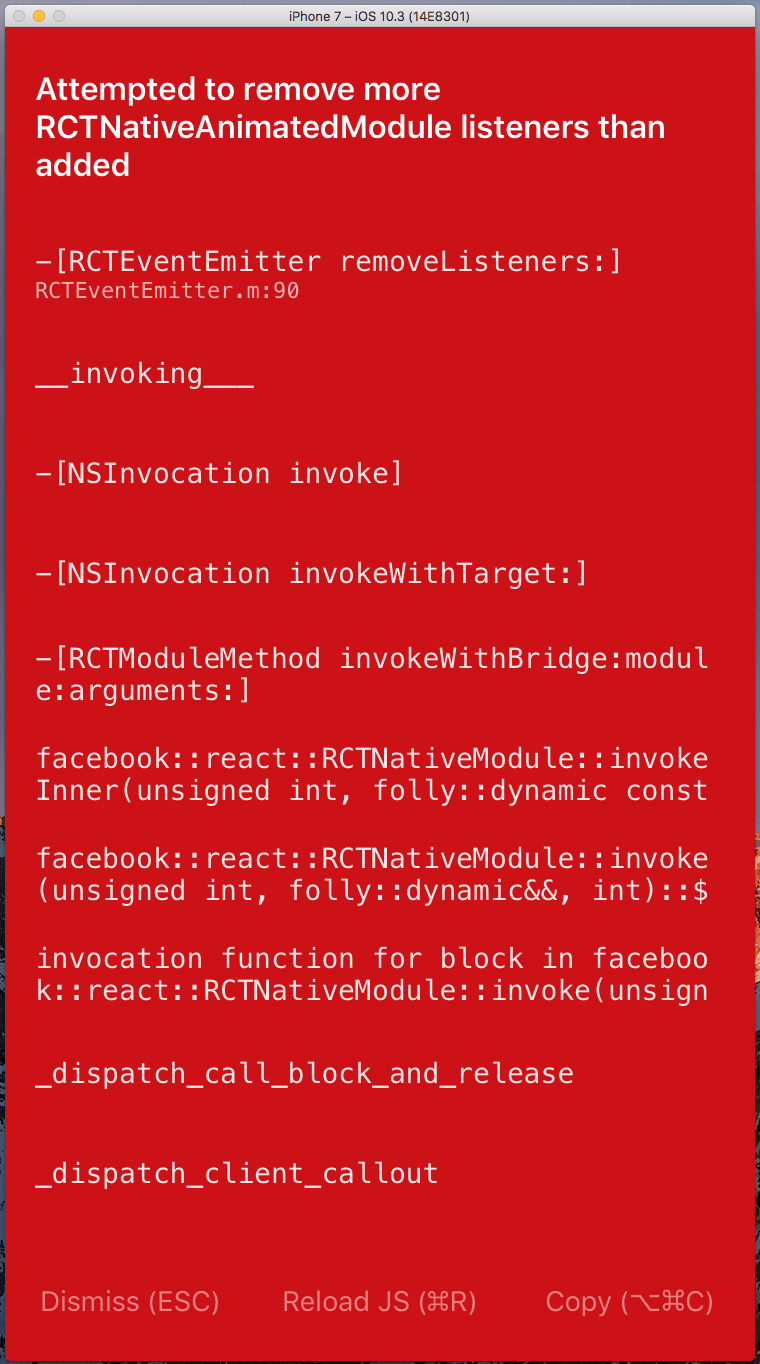 Attempted To Remove More Rct Nativeanimatedmodule Listeners Than Added · Issue 319 · Satya164