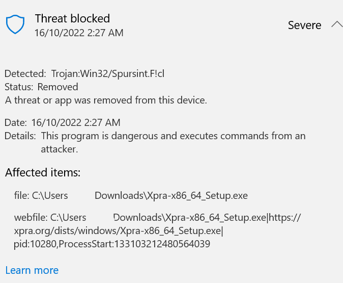 Windows Defender reporting virus in Xpra-x86_64_Setup.exe · Issue #3655 · Xpra-org/xpra · GitHub